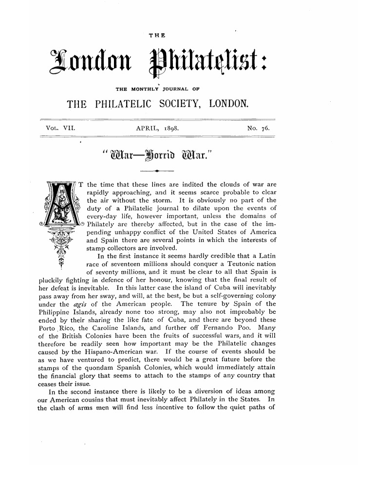 London Philatelist:: "War-Horrid War." | PDF | Philately | Postage Stamp