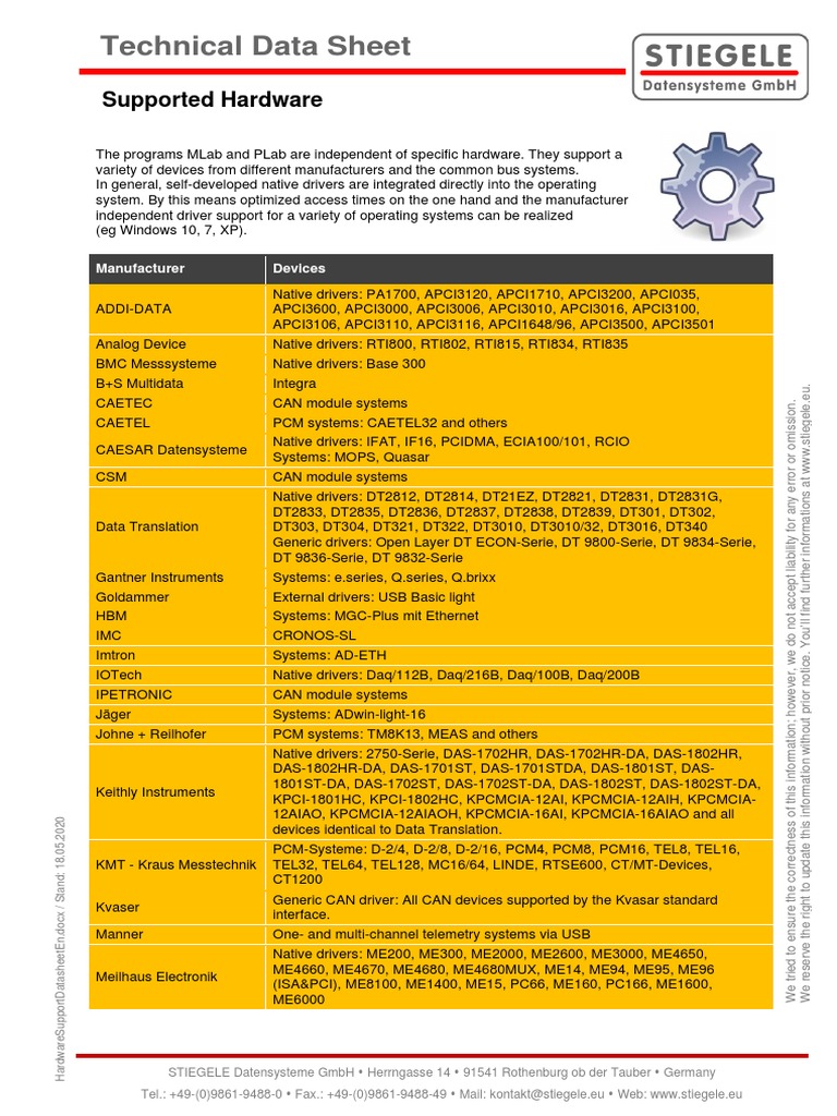 Technical Data Sheet: Supported Hardware | PDF | Telecommunications ...