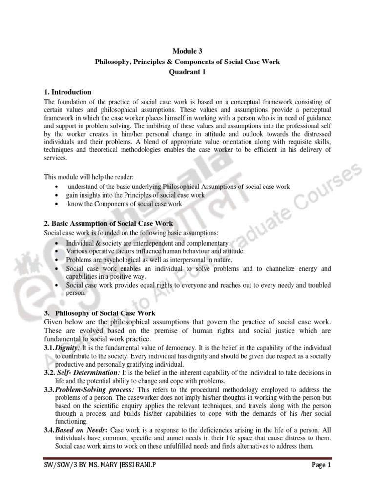 Philosophy, Principles and Components of Social Case Work ...