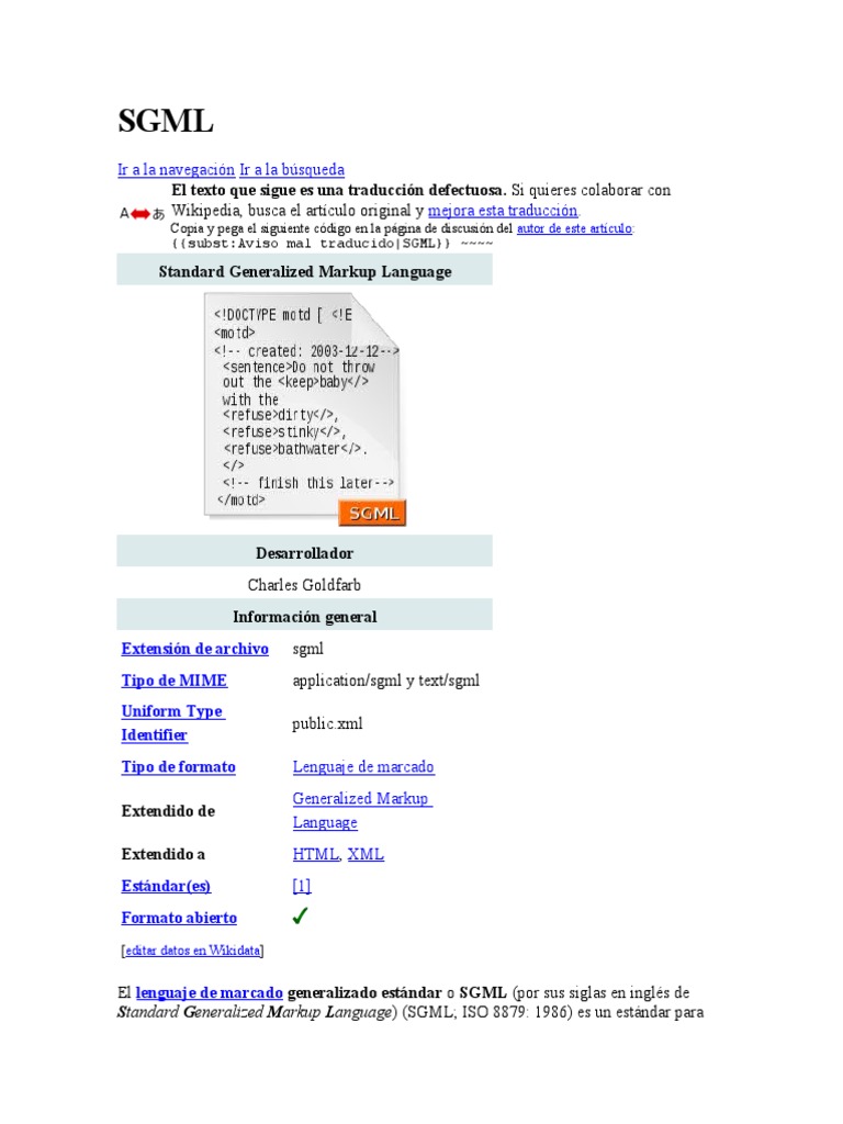 SGML | PDF | Lenguaje de marcado | Xml