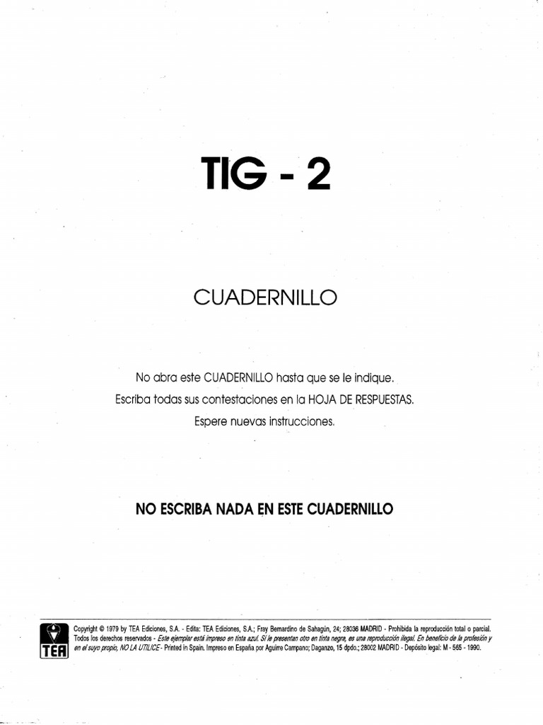 Cuadernillo de Aplicacion Tig2 | PDF