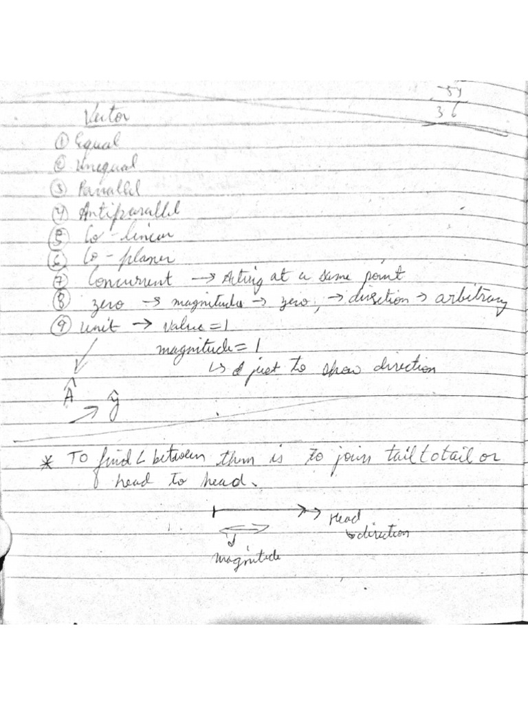 Vectors CH 4 Physics Wallah Notes Handwritten | PDF