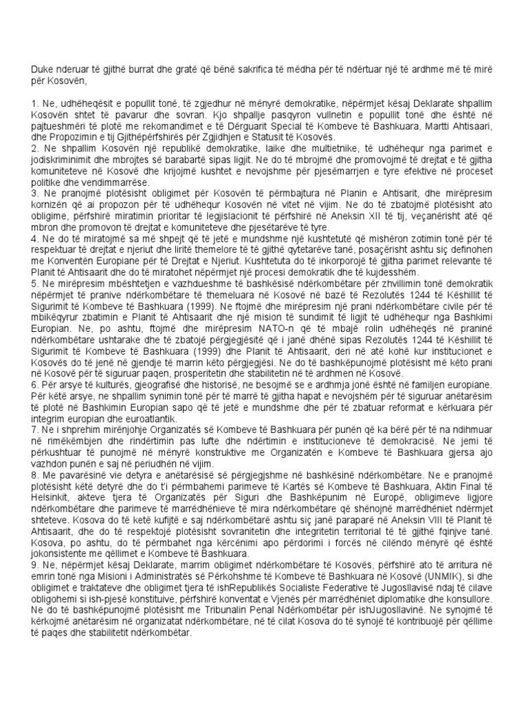 Deklarata e Pavaresise | PDF