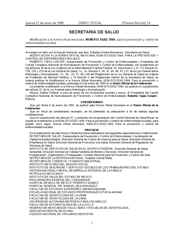 Norma Oficial Mexicana NOM 013 SSA2 2006 | Descargar gratis PDF ...