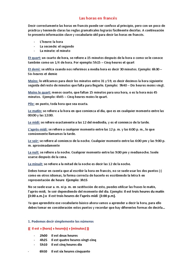 Hora en Frances | PDF