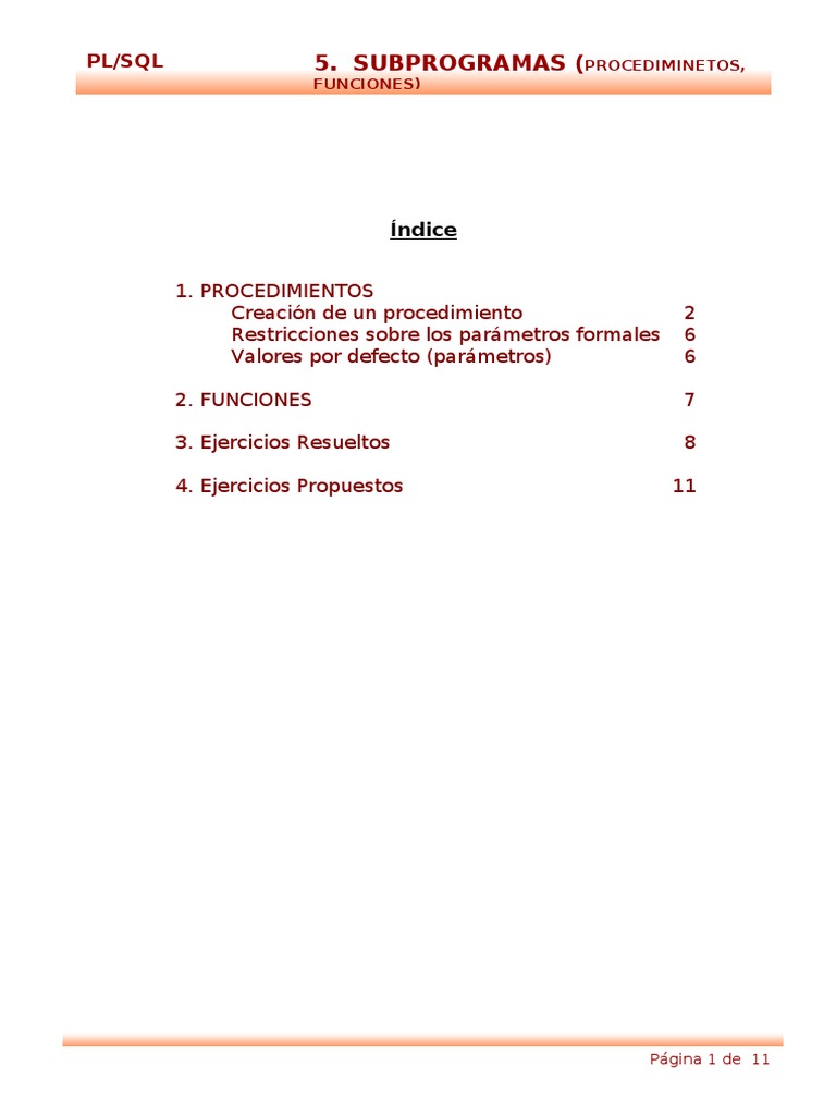 4-Procedimientos y Funciones | PDF | Pl / Sql | SQL