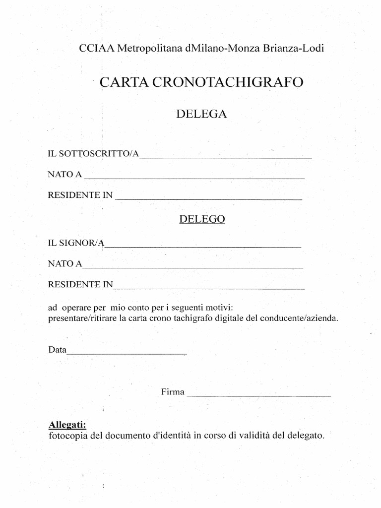 Delega Per Ritiro Carte Tachigrafiche | PDF