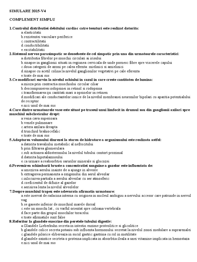 11.med 2015 Simulare V4 | PDF