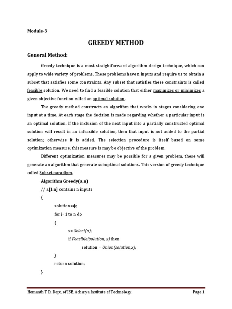 Greedy Method | Download Free PDF | Mathematical Optimization | Mathematical Concepts