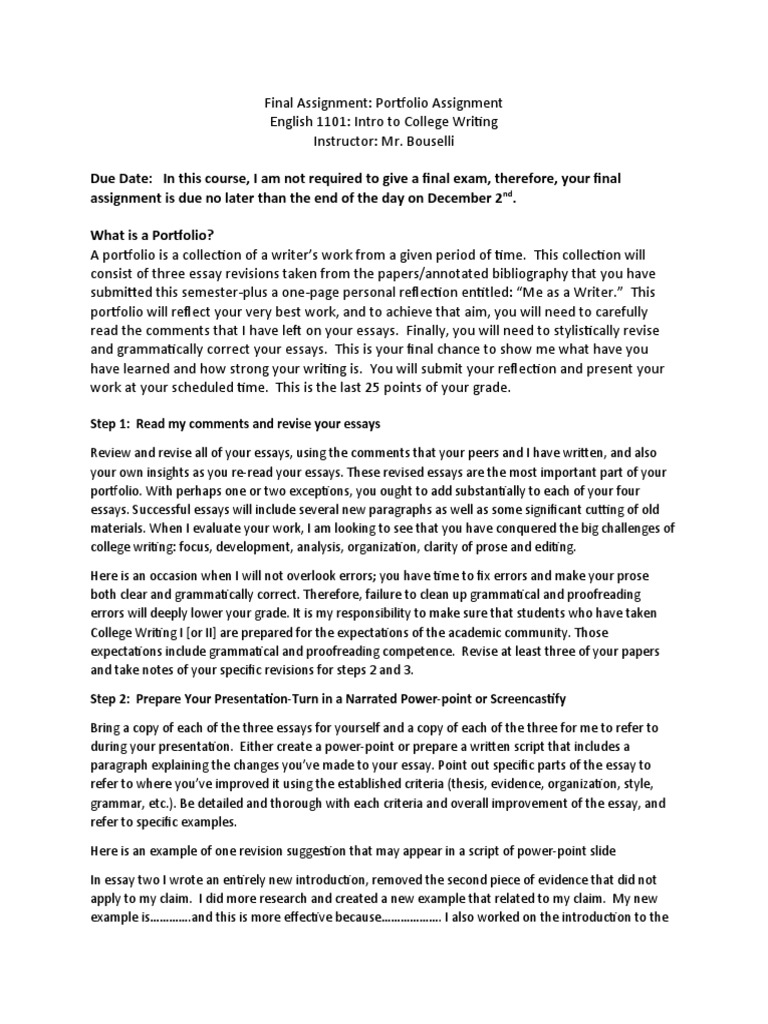 Final Exam Portfolio Assignment | PDF | Essays | Writers