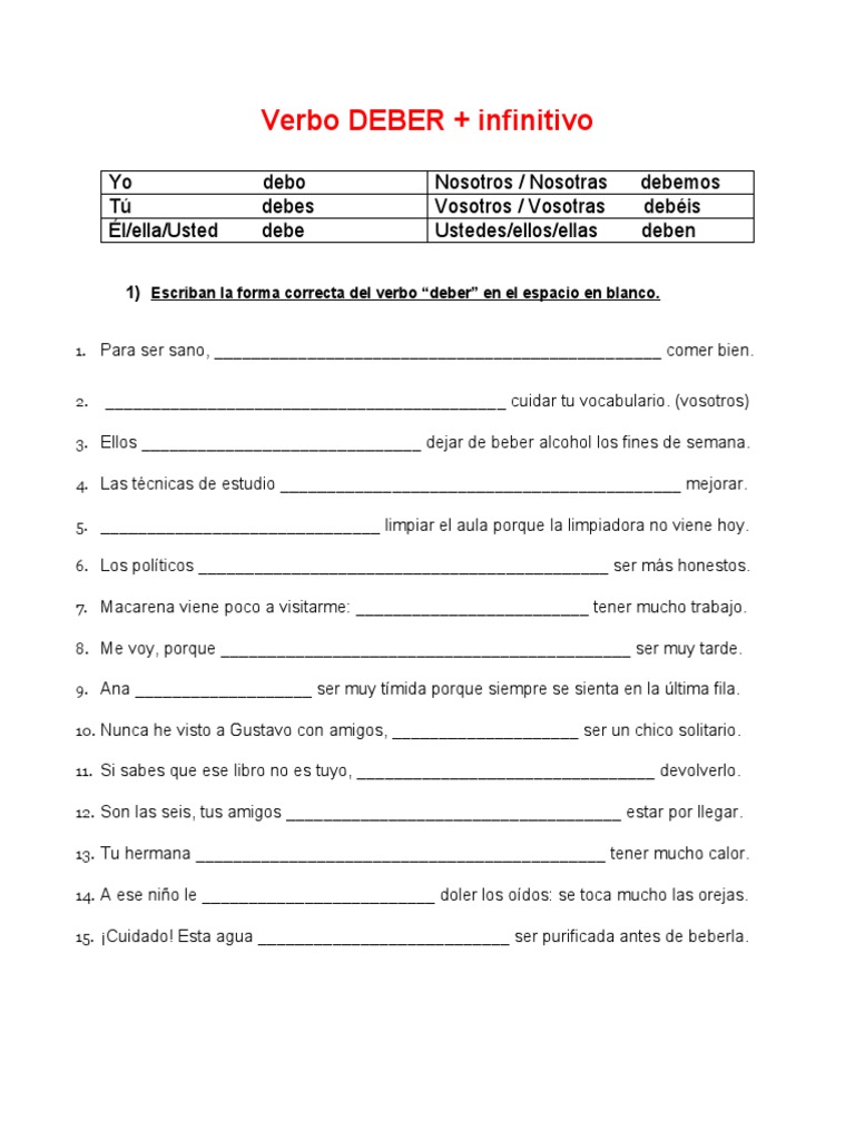 Verbos DEBER - TENER QUE | PDF