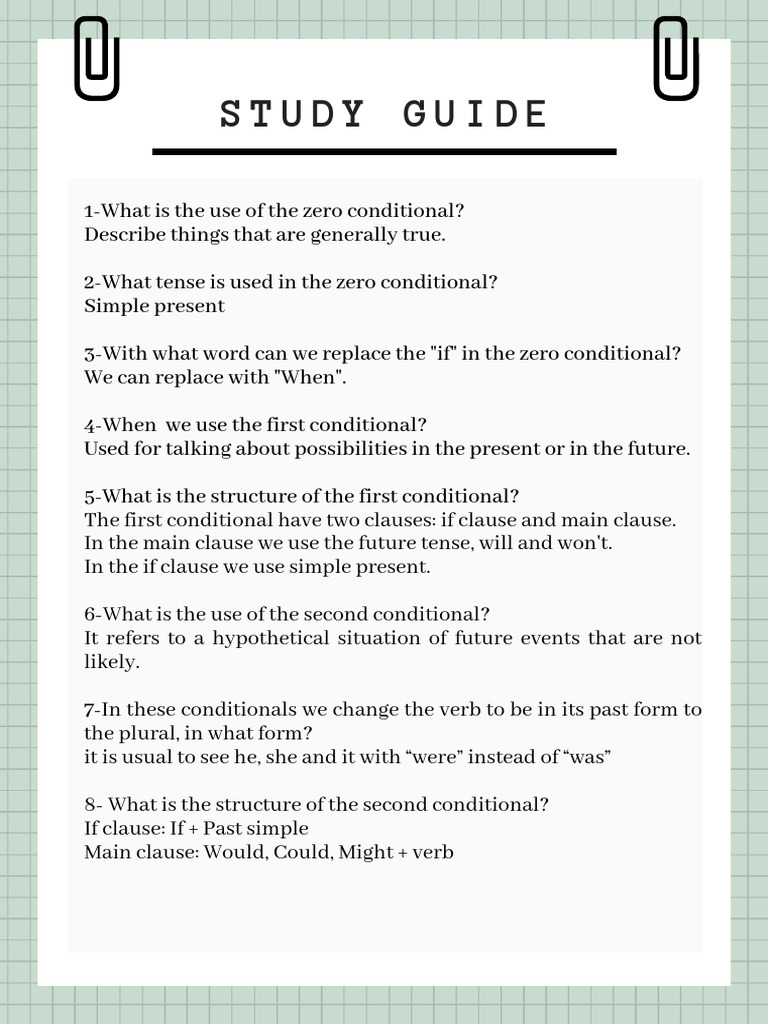 STUDY GUIDE (Conditionals) | PDF | Noun | Morphology