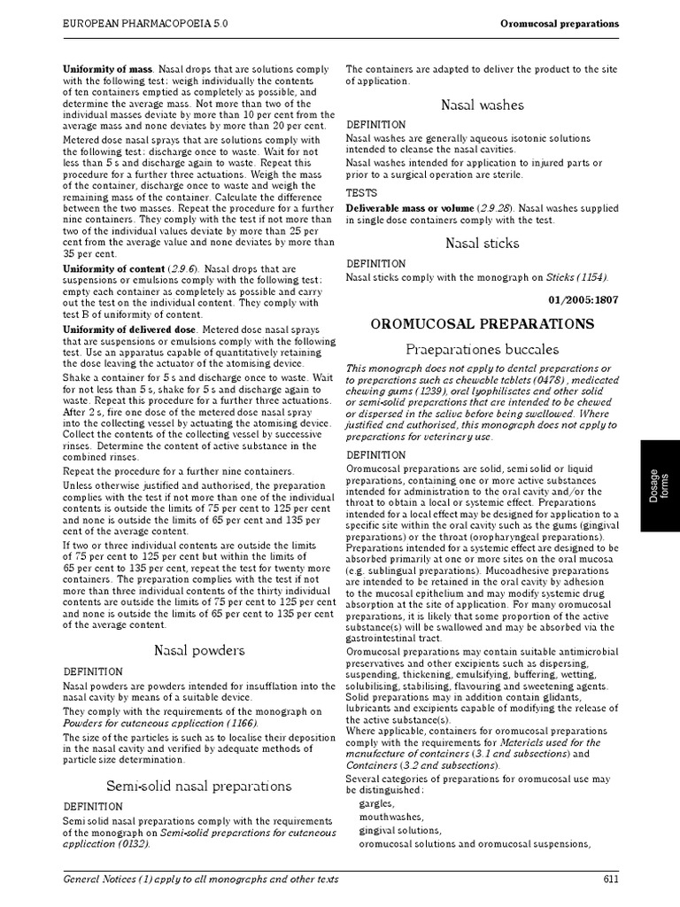 Oromucosal Preparations | PDF | Tablet (Pharmacy) | Injection (Medicine)