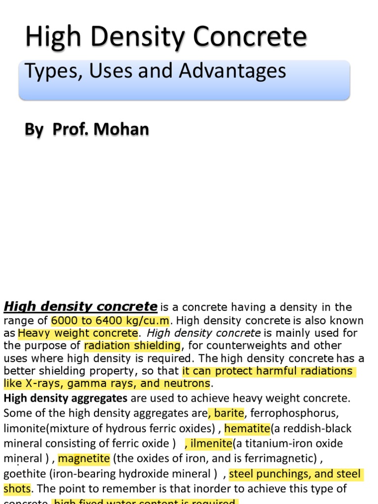 HIGH DENSITY Concrete | PDF | Concrete | Building Insulation