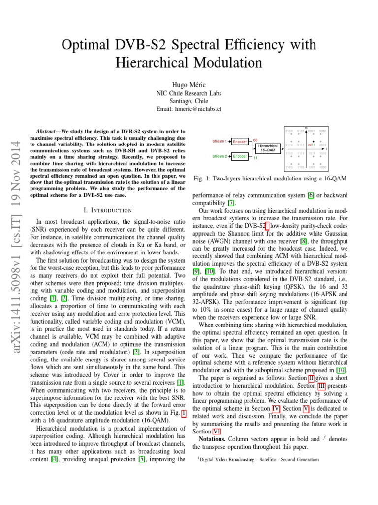 Optimal DVB-S2 Spectral Efficiency With Hierarchical Modulation ...