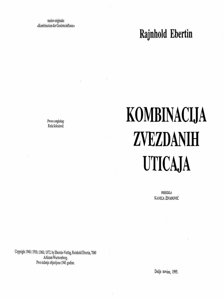 Rajnhold Ebertin - Kombinacija - Zvezdanih - Uticaja | PDF