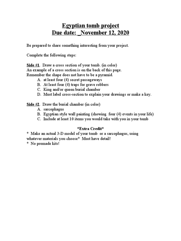 Egyptian Tomb Project | PDF