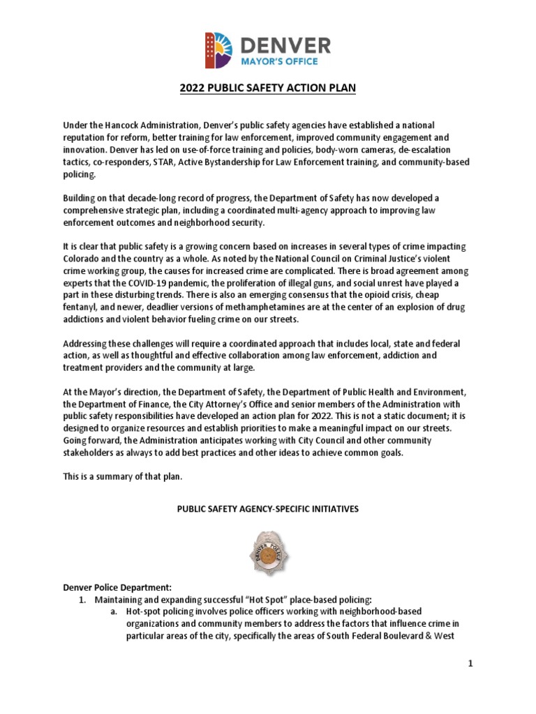 Denver's 2022 Public Safety Plan | PDF | Police | Mental Health