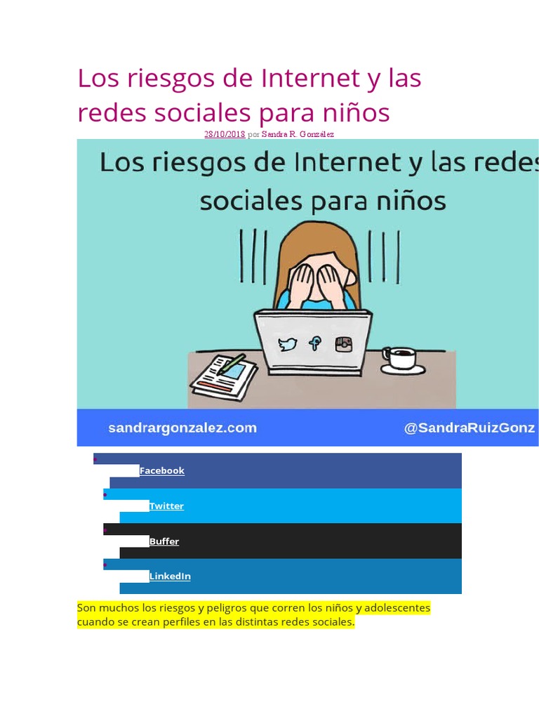 Los Riesgos de Internet y Las Redes Sociales para Niños | PDF | Servicio de redes sociales ...