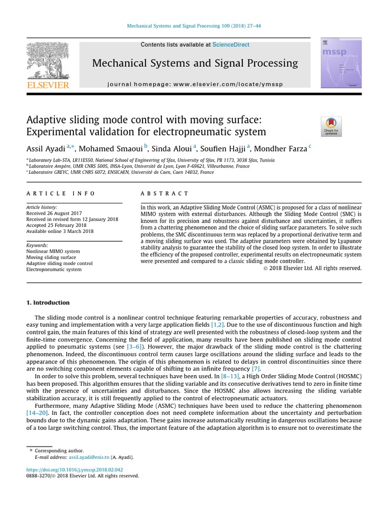 Adaptive Sliding Mode Control With Moving Surface | PDF | Control ...