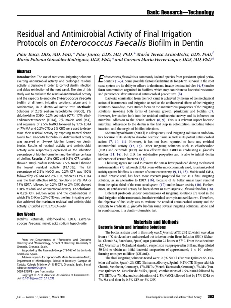 Residual and Antimicrobial Activity of Final Irrigation Protocols On ...
