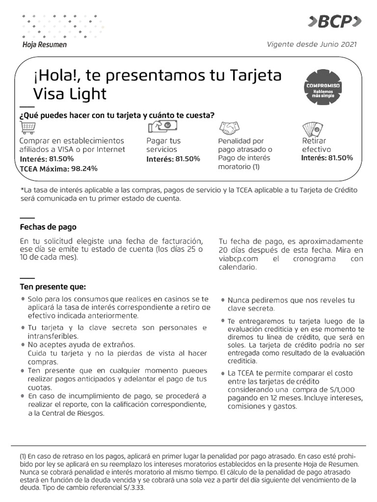 Visa Light | PDF | Tarjeta de crédito | Dólar de los Estados Unidos