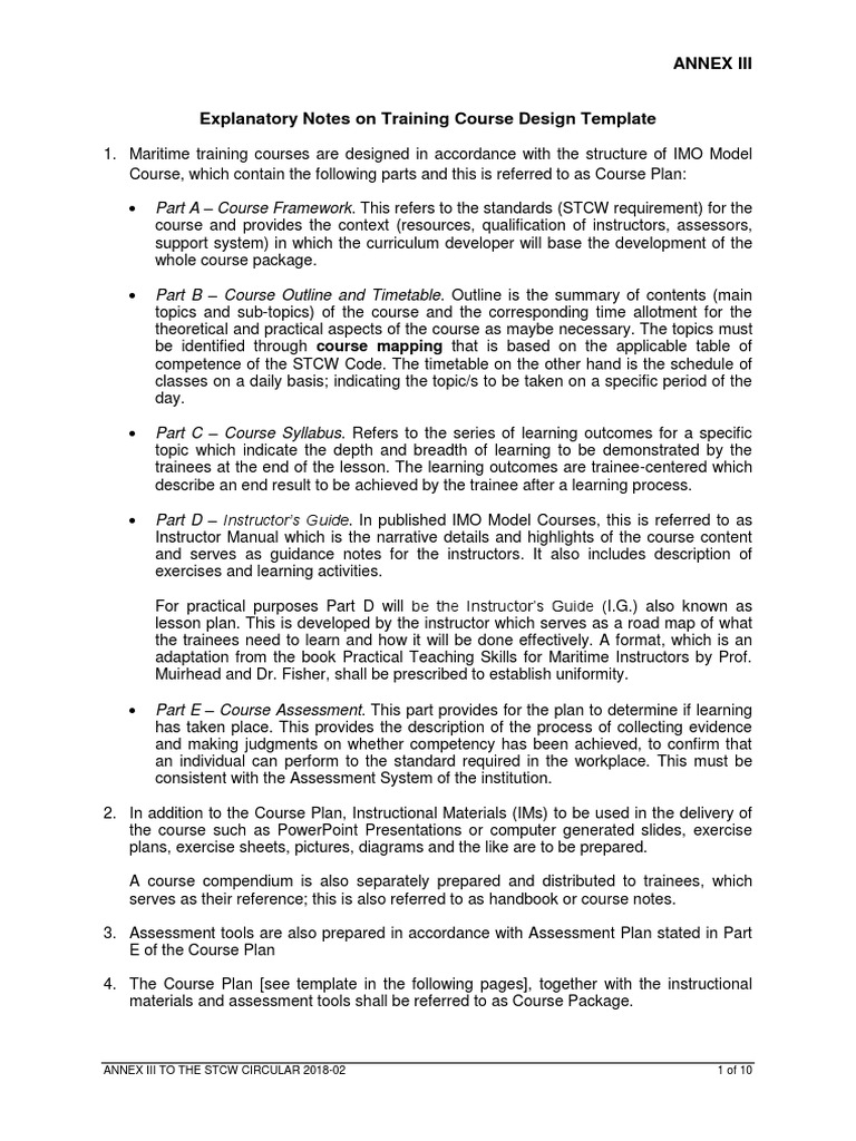 Maritime Training Course Design Template | PDF | Educational Assessment ...