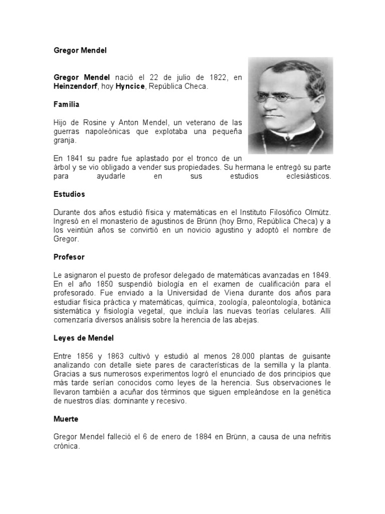 Gregor Mendel | PDF | Charles Darwin | Luis Pasteur