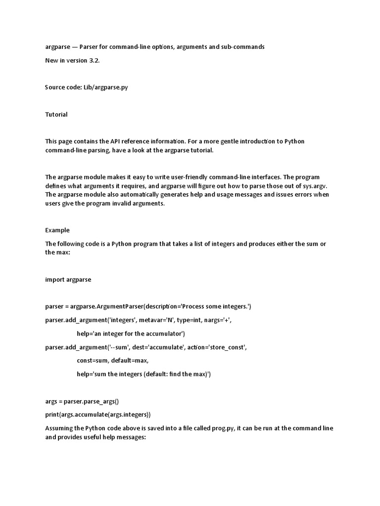 Modules Part 5 - Argparse | PDF | Parameter (Computer Programming) | Command Line Interface