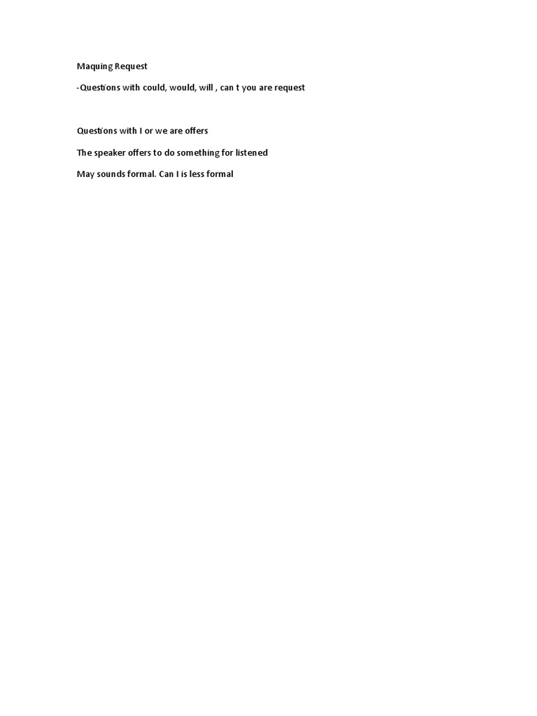 Understanding Making Requests in English | PDF