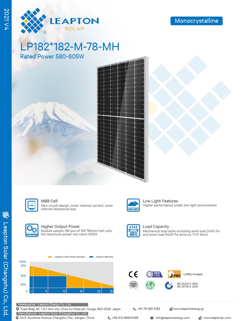LP182x182-M-78-MH 580-605W 2443x1134x35mm | PDF | Electric Power ...