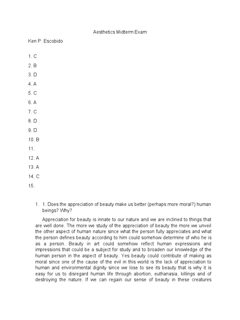 Aesthetics Midterm Exam Descargar Gratis Pdf Beauty Aesthetics 