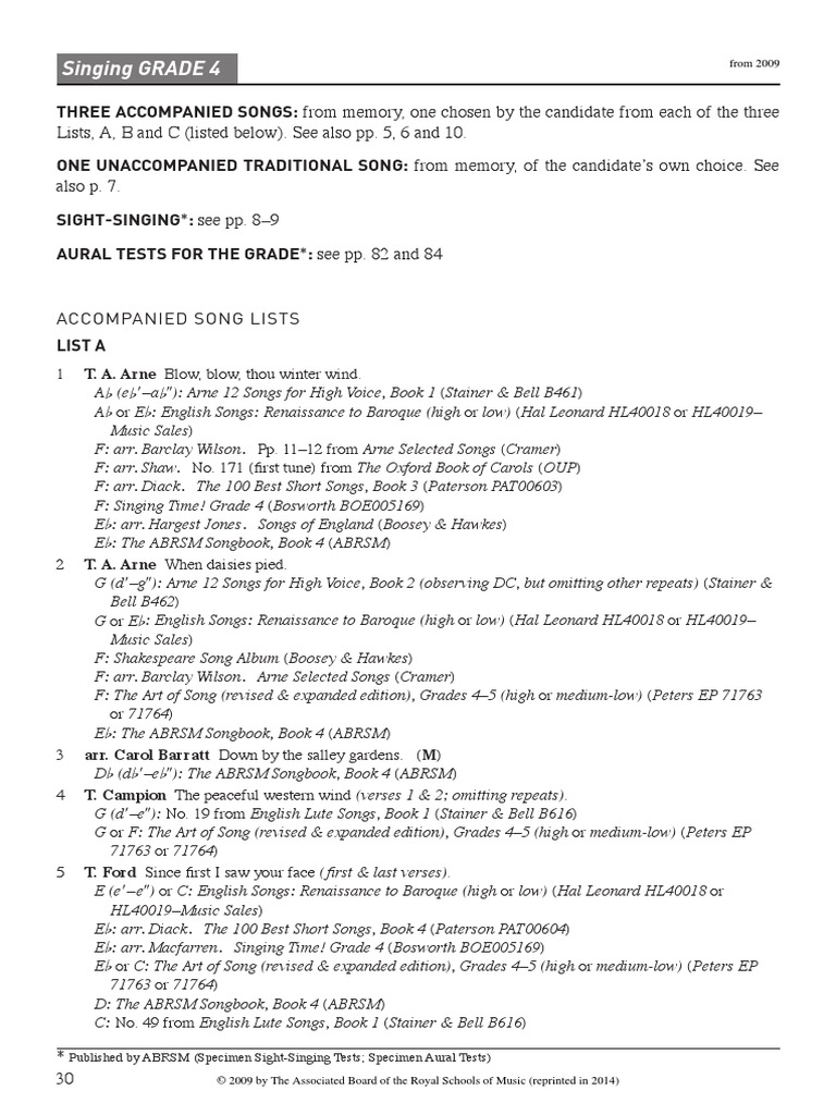 Grade 4 Singing Syllabus | PDF | Musical Theatre | Performing Arts Grade 4 Singing Syllabus | PDF | Musical Theatre | Performing Arts