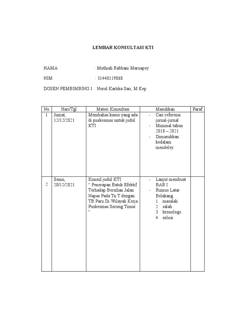 Lembar Konsultasi Kti | PDF