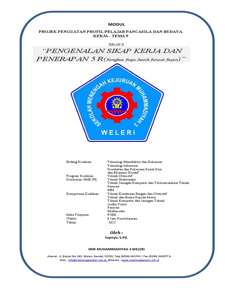 Modul P5BK Budaya Kerja Tema 9 Penerapan 5R | PDF