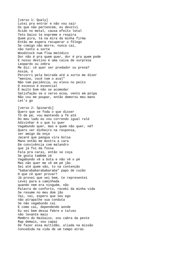 Letra Inteira de Rap Lord | PDF