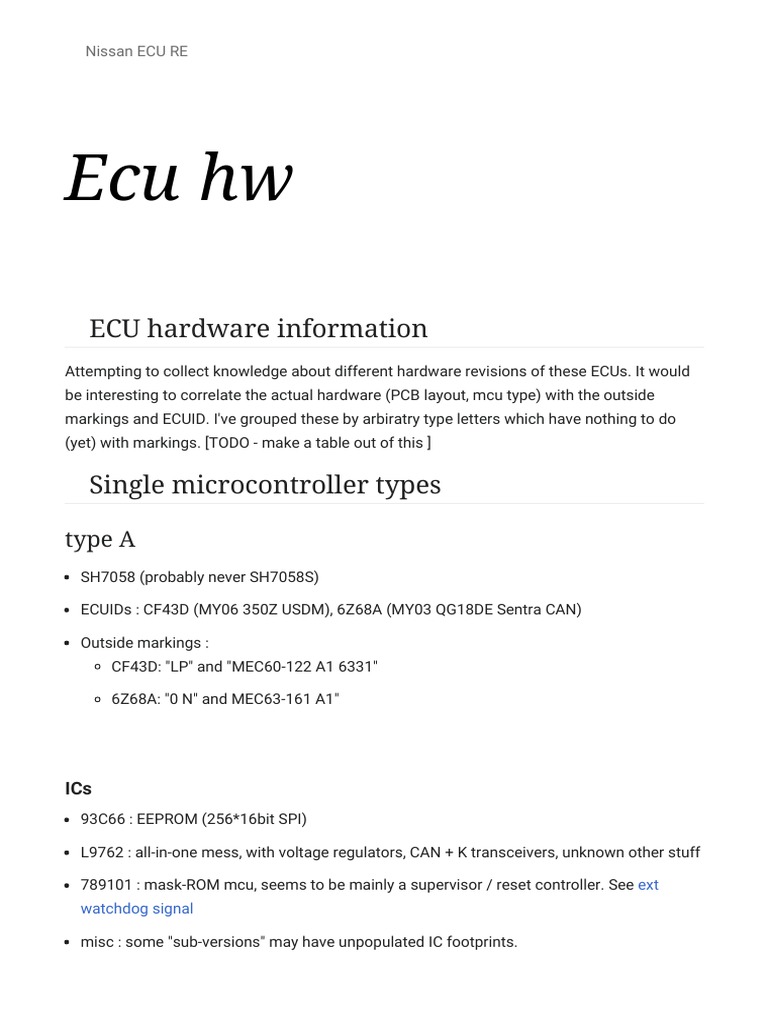 Ecu Hw Nissan Ecu Re Pdf Throttle Microcontroller