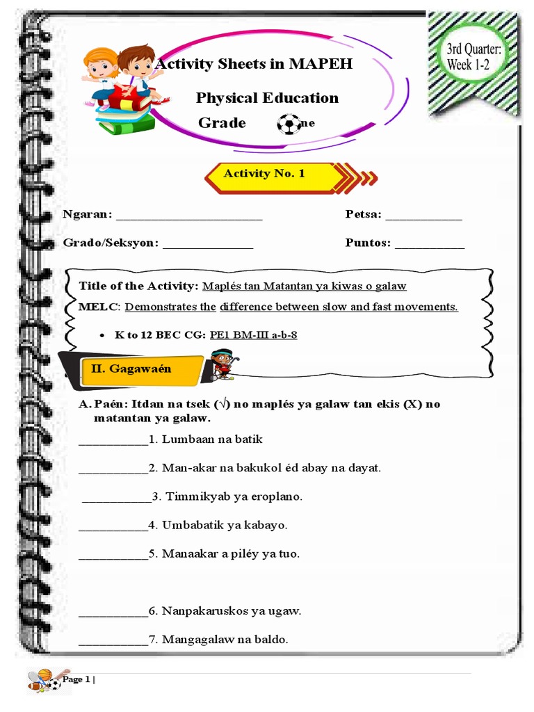 Physical Education Activity Sheets | PDF | Maple