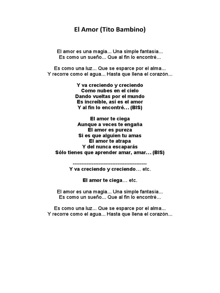 El Amor (Tito Bambino) | PDF