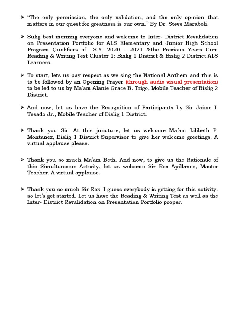 Script For Revalida | PDF | Wellness | Lifestyle
