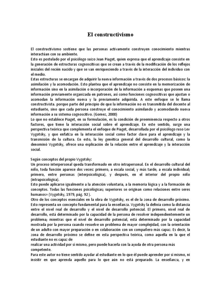 El Contructivismo | PDF | Constructivismo (filosofía de la educación ...