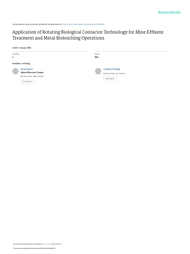 Application of Rotating Biological Contactor Techn | PDF | Sewage ...