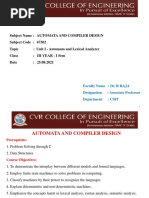 Automata & Compiler Design Handout | PDF | Parsing | Regular Expression