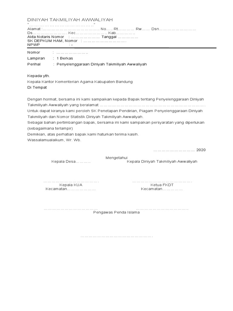 Proposal Izin Operasional MDT | PDF