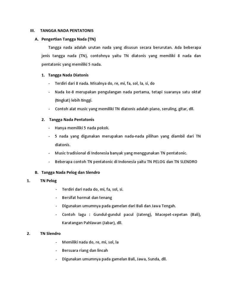 Pengertian Tangga Nada Pentatonis | PDF