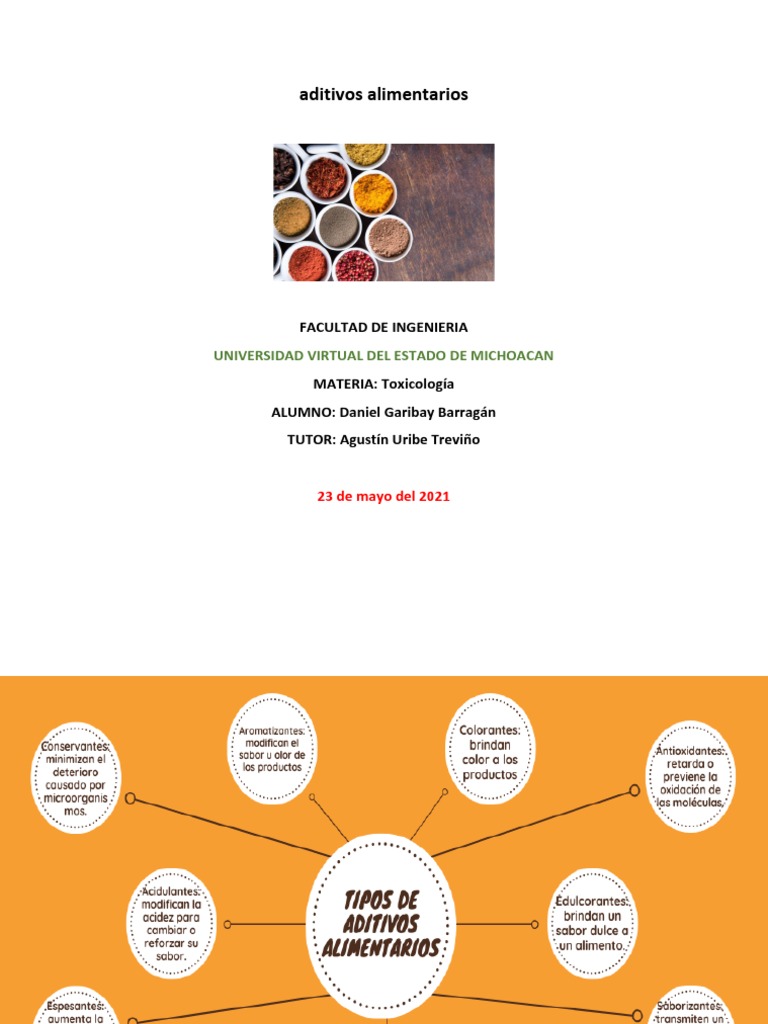 Tipos de Aditivos Alimentarios Univim | PDF