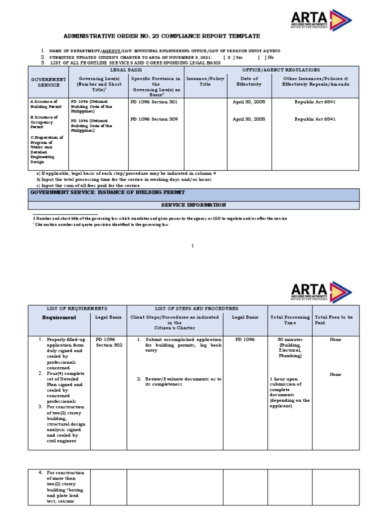 ARTA Sample | PDF | Building Code | Justice