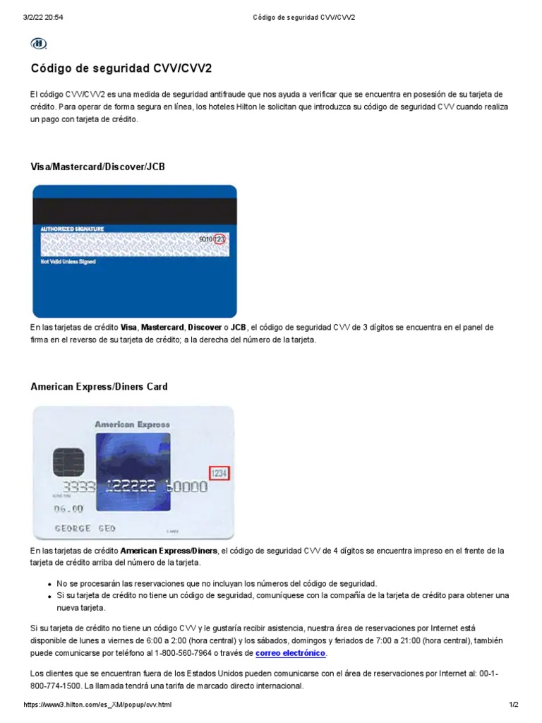 Código de Seguridad CVV - CVV2d | PDF