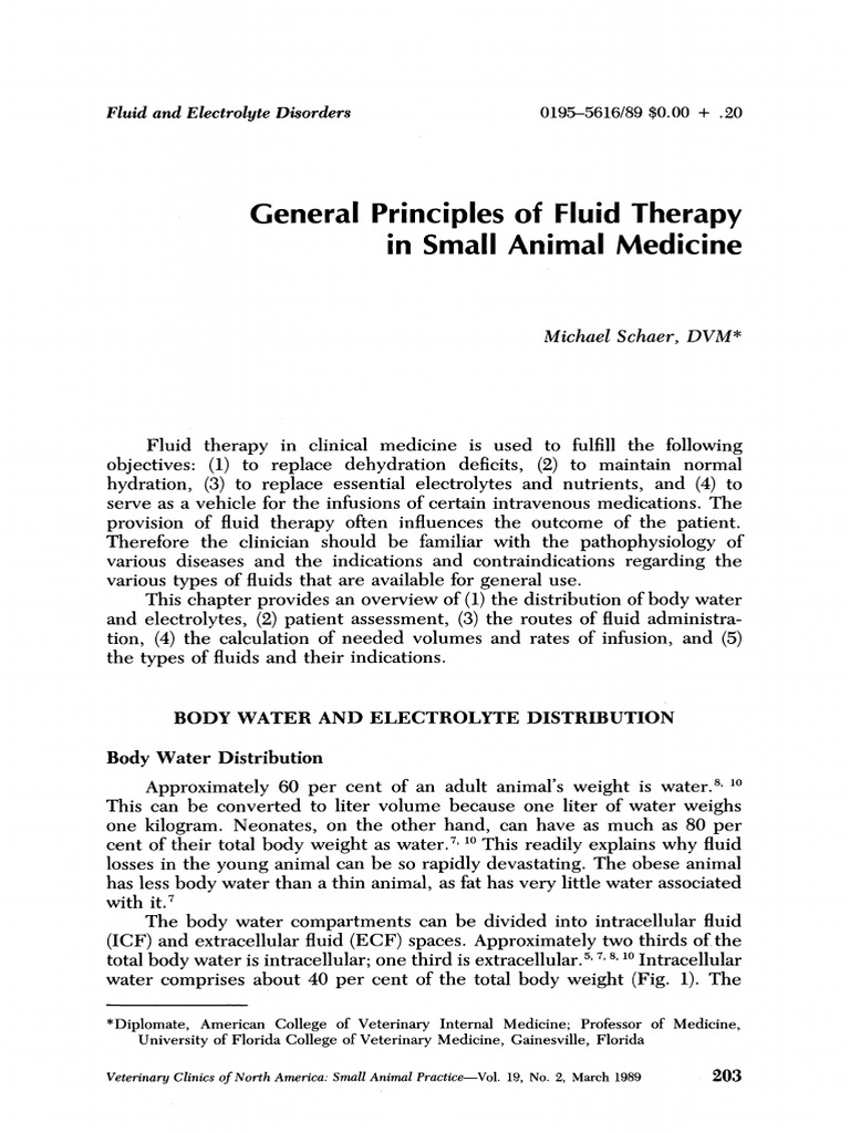 General Principles of Fluid Therapy in Small Animal Medicine | PDF ...