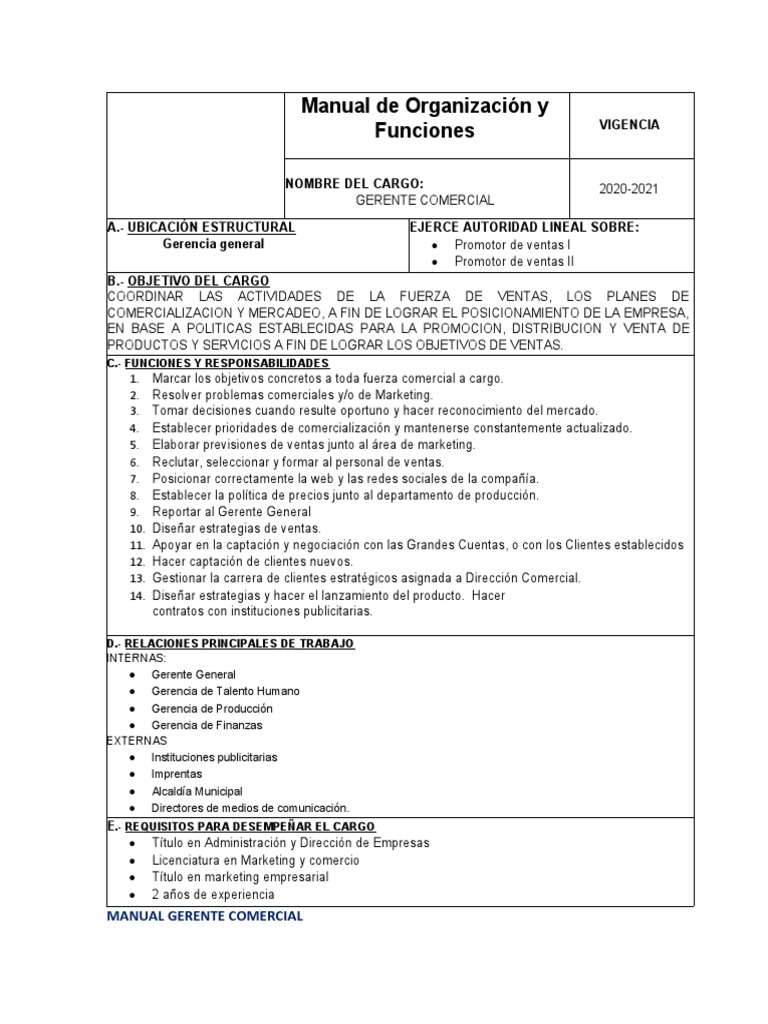 Manual de Organización | PDF | Marketing | Calidad (comercial)